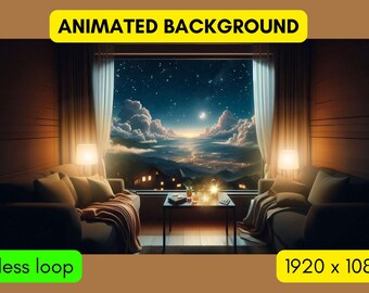 Moon&stars - Animated Virtual Background Magical Twitch Overlay Looped ...
