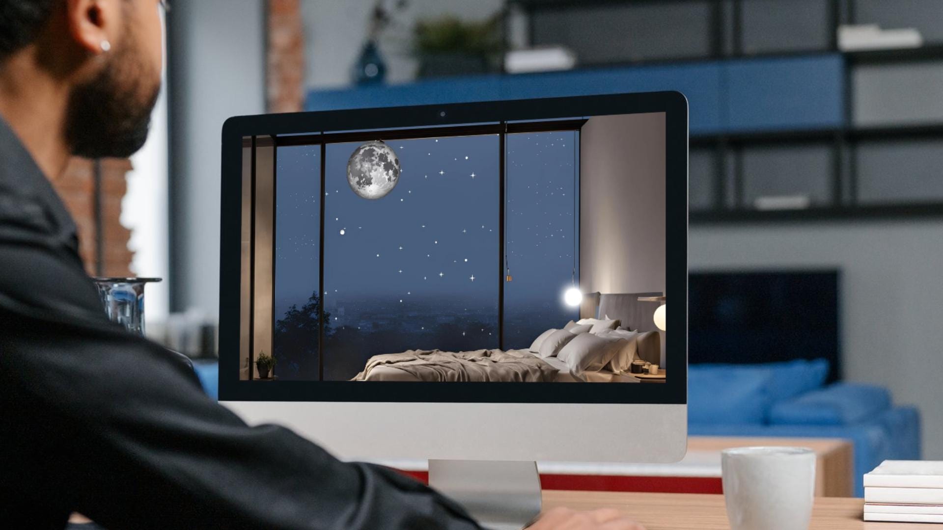 Animated Virtual Background Twitch Background Night Twitch Overlay ...