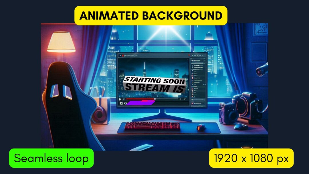 Virtual Animated Background Game Twitch Overlay Loop Vtuber Background ...