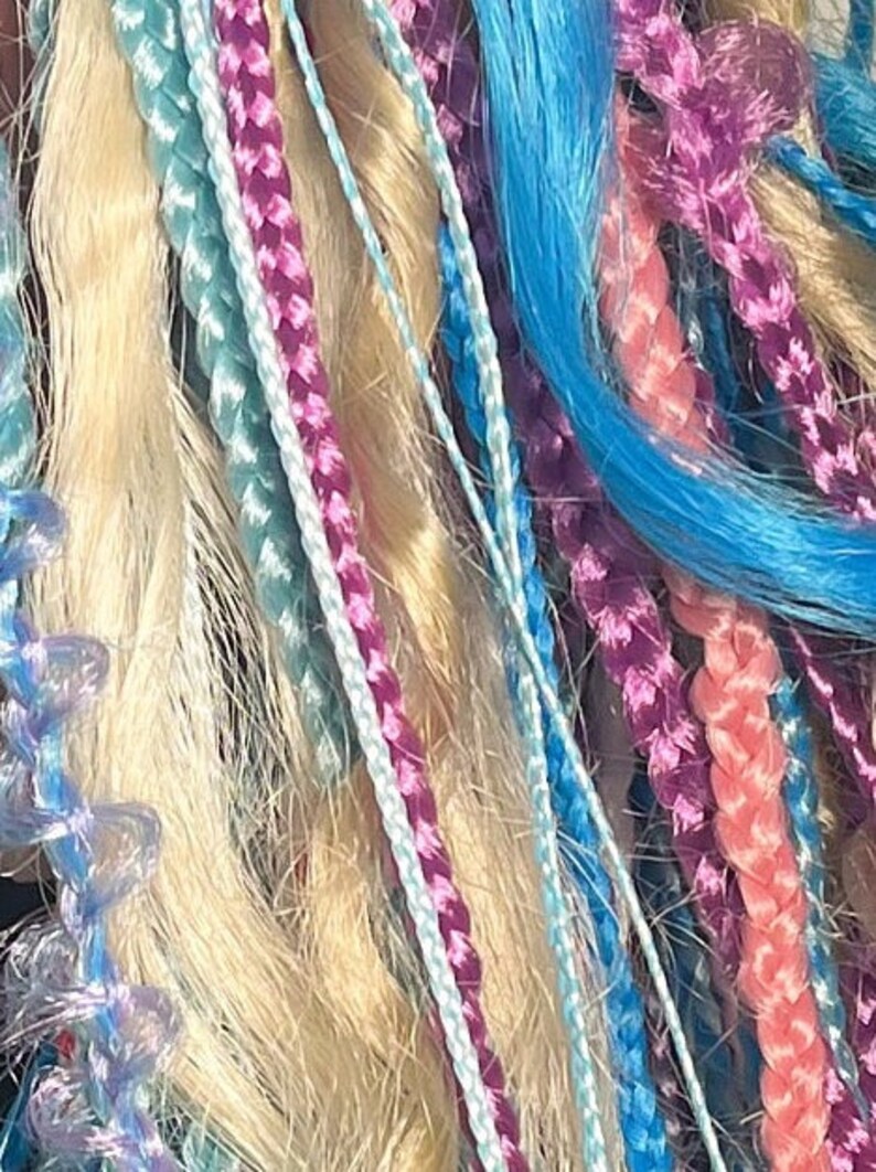 Braid Set Unicorn Braid Set Blue Braids Hair Purple and White Hair ...