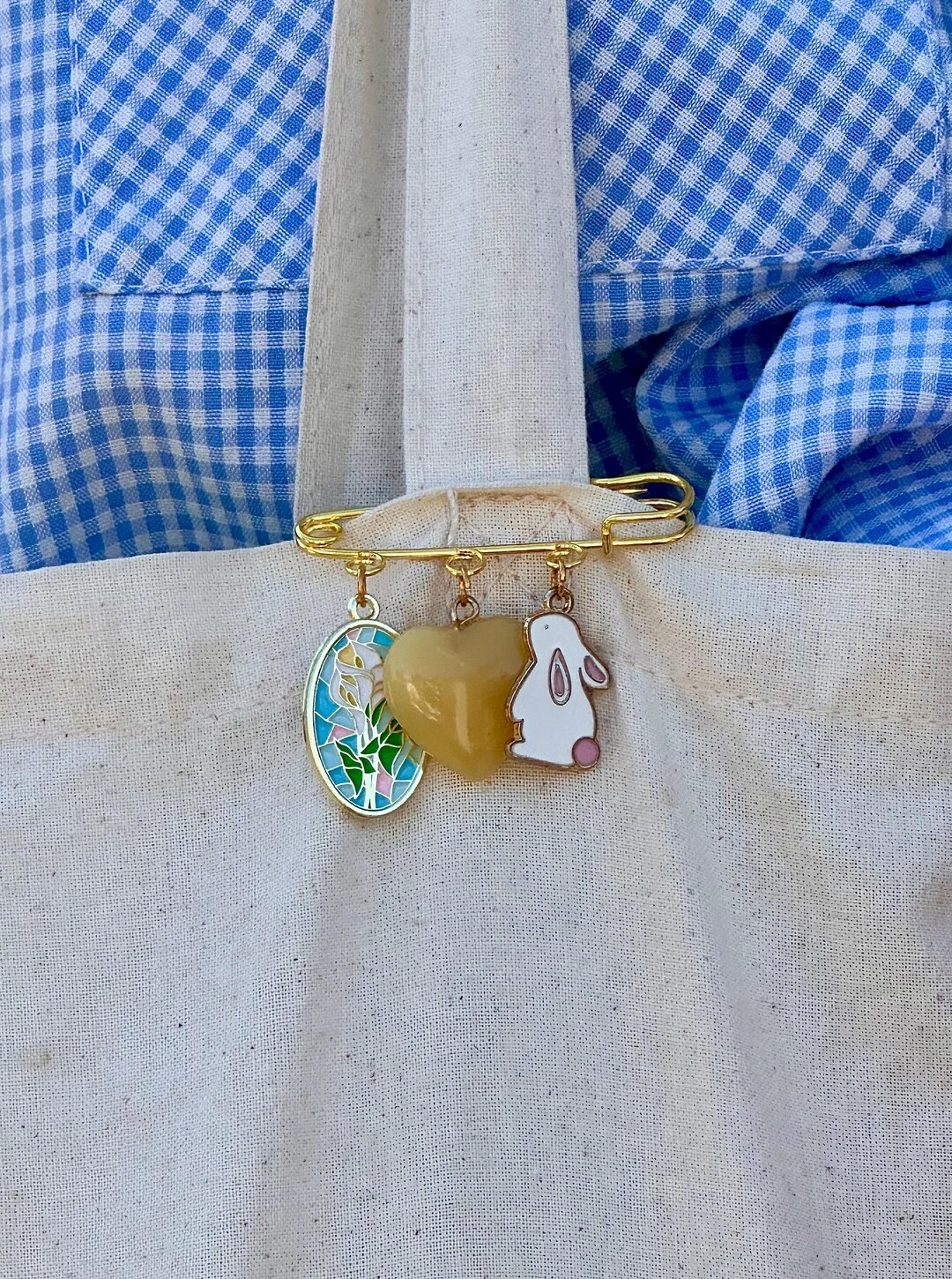 Personalized Charm Pin, Custom Safety Pin Brooch for Bags, Personalized ...