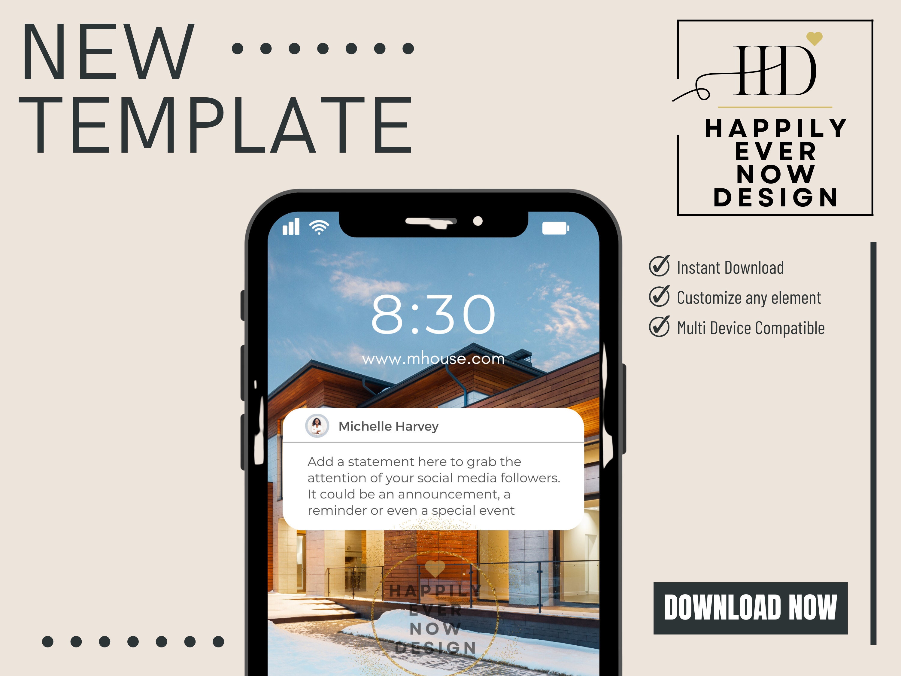 Real Estate Marketing Template - Instagram Post - Mobile Phone ...