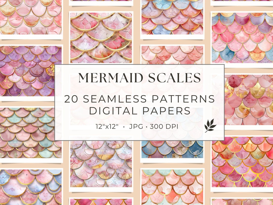 Mermaid Scale Seamless Pattern Digital Paper - Digital Scrapbooking ...