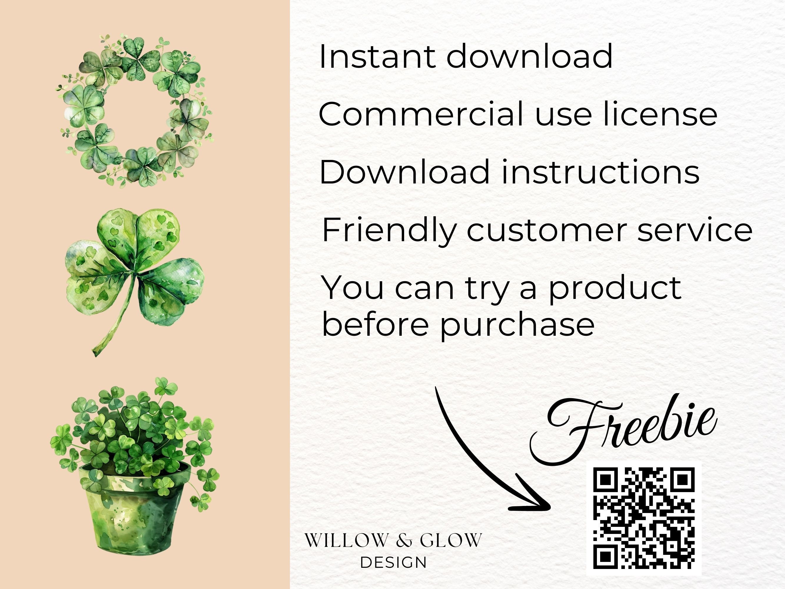 Clover Watercolor Clipart - Lucky Clover - Shamrock Clip Art ...