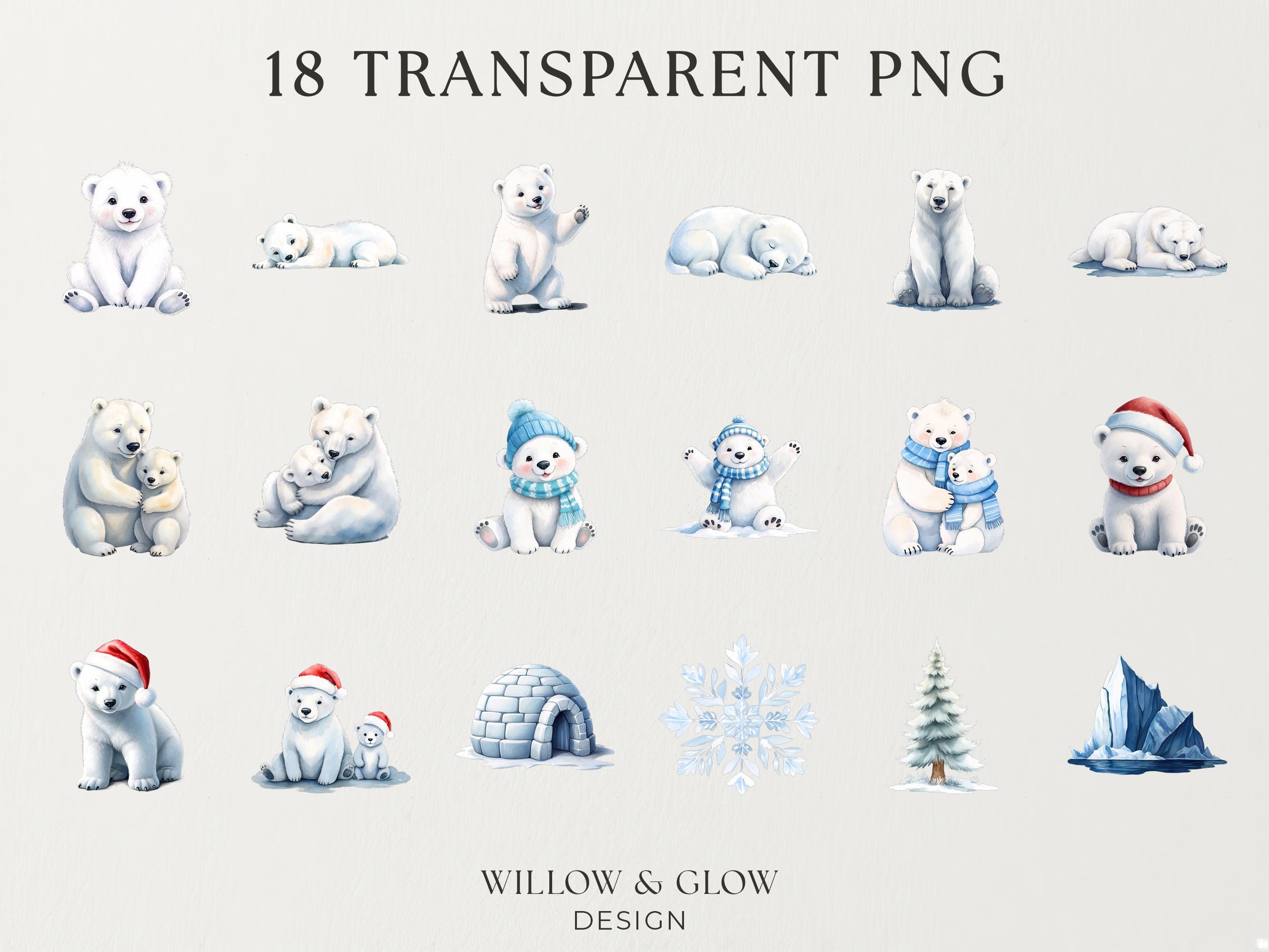 Polar Bear Clipart Pack - Cute Baby Polar Bears - Arctic Animals ...