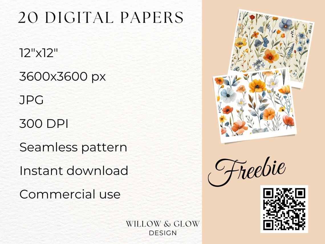 Spring Wildflower Seamless Pattern Digital Paper Set - Seamless Floral ...