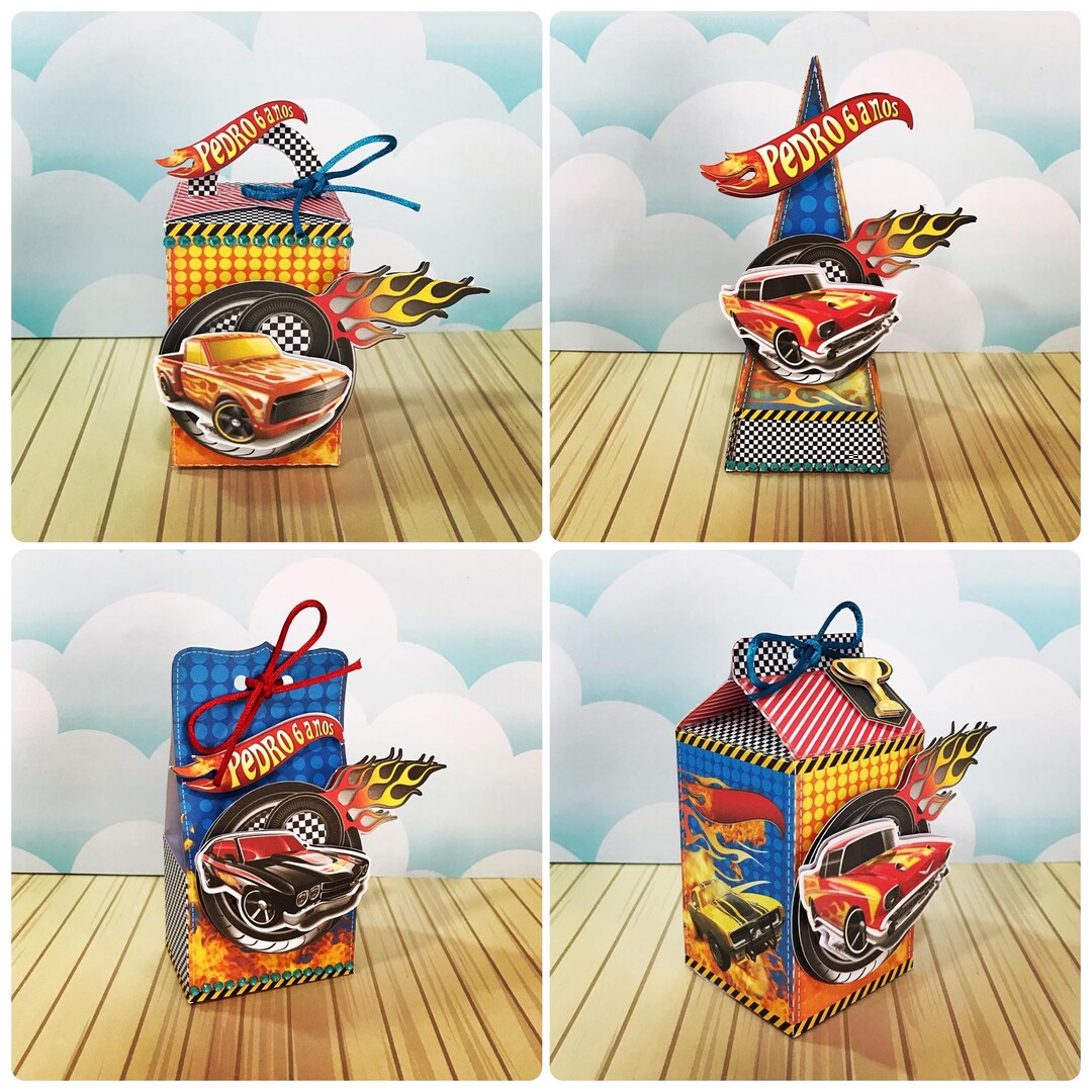 Hot Wheels Party Favors Boxes Personalized, Race Cars Treat Boxes Race ...
