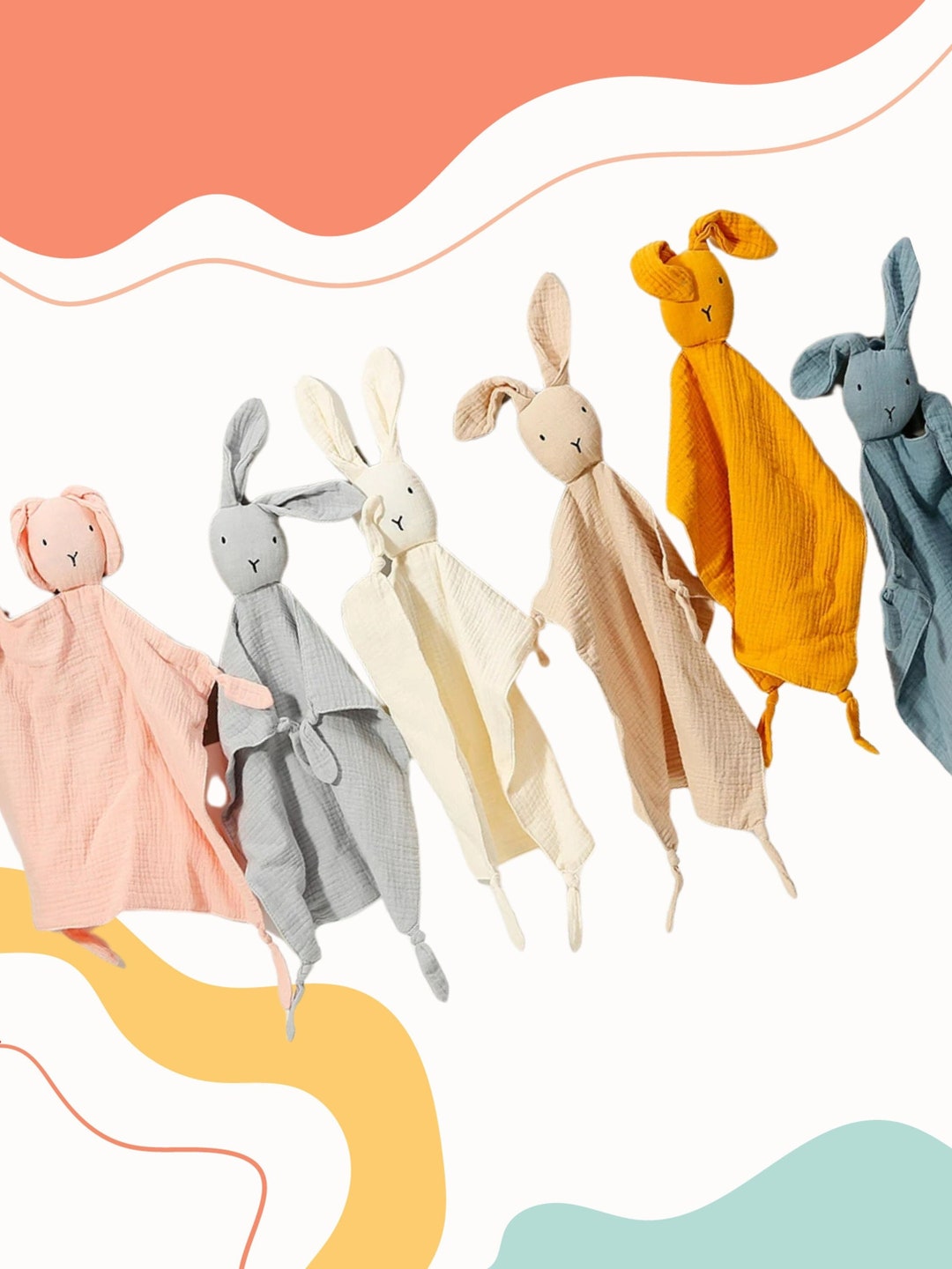 Bunny Muslin Comforter Boho Bunny Lovey Easter Bunny Muslin Baby ...