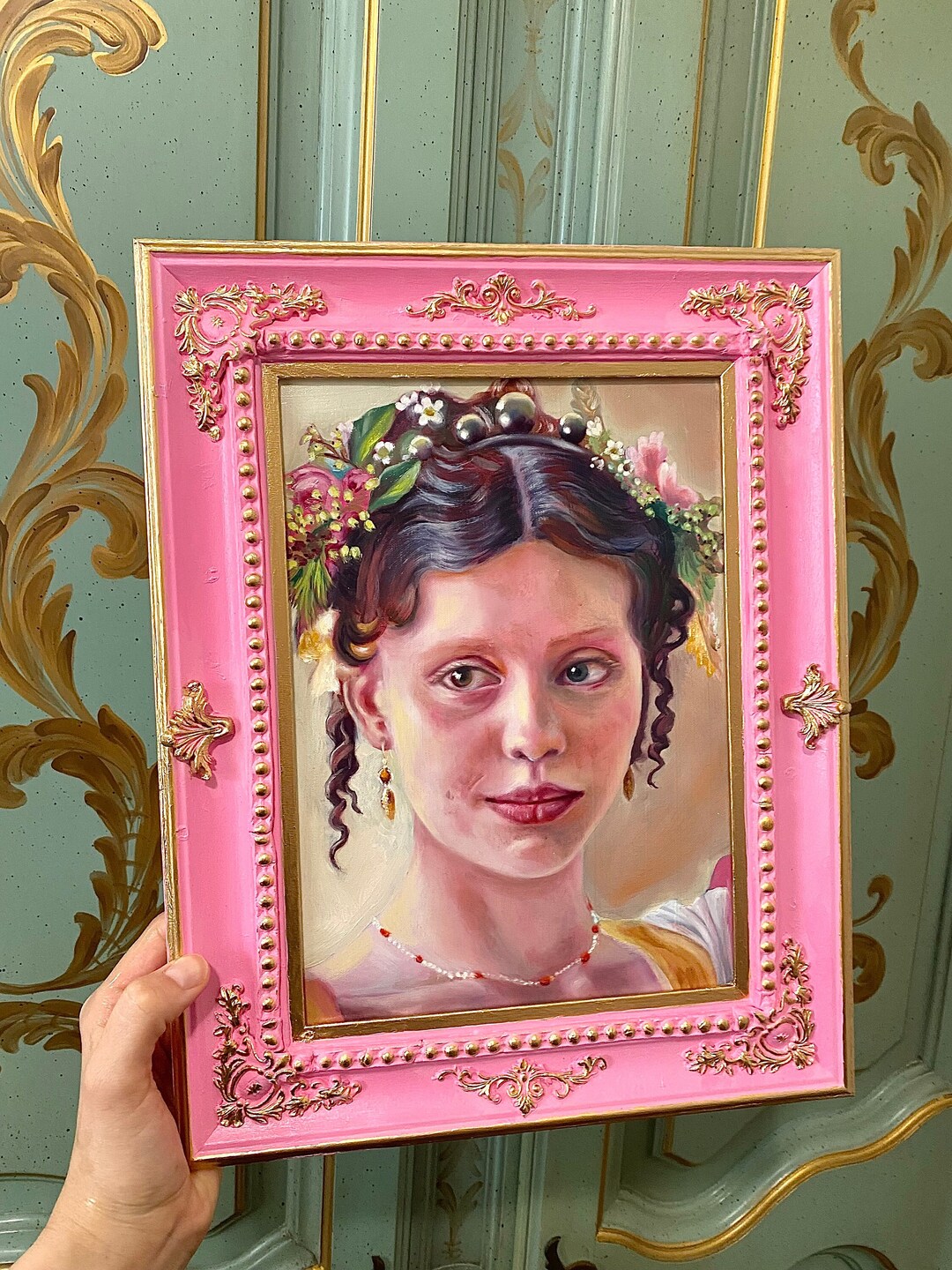 ORIGINAL mia Goth Oil Painting. HAND-PAINTED Portrait in Custom Gilded ...