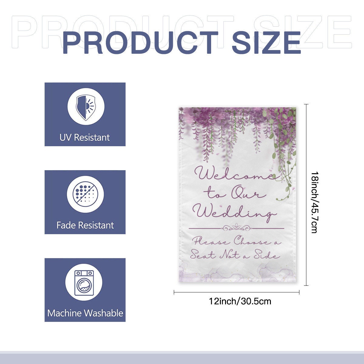 Custom Wedding Flag Welcome to Our Wedding Purple Flowers Wisteria - Etsy