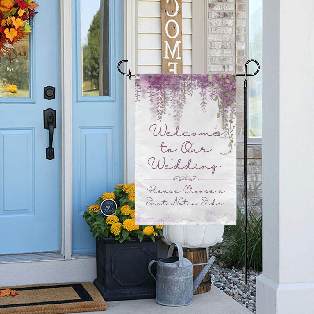 Custom Wedding Flag Welcome to Our Wedding Purple Flowers Wisteria - Etsy