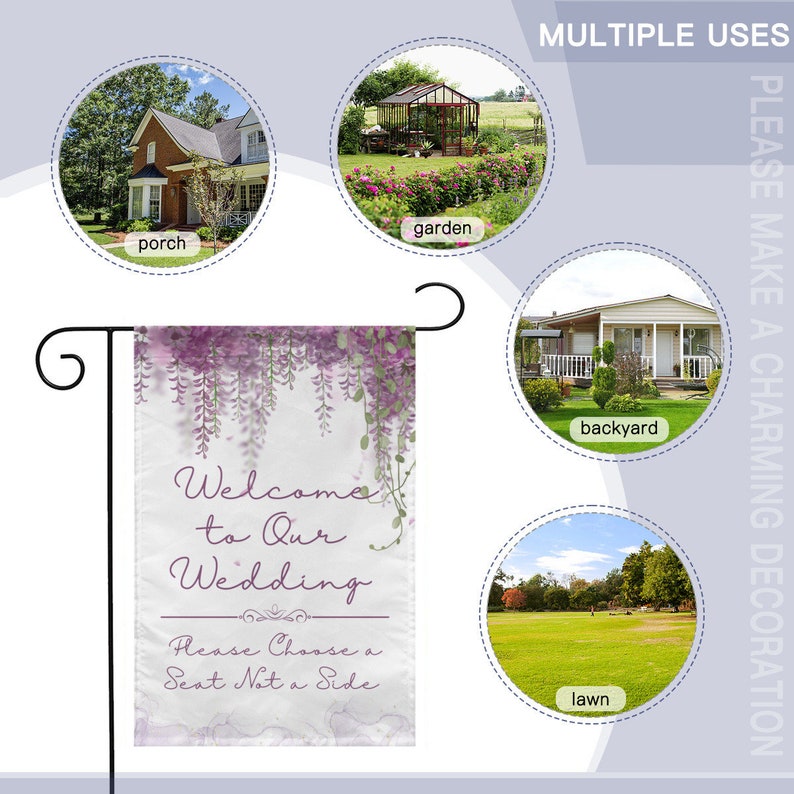 Custom Wedding Flag Welcome to Our Wedding Purple Flowers Wisteria - Etsy