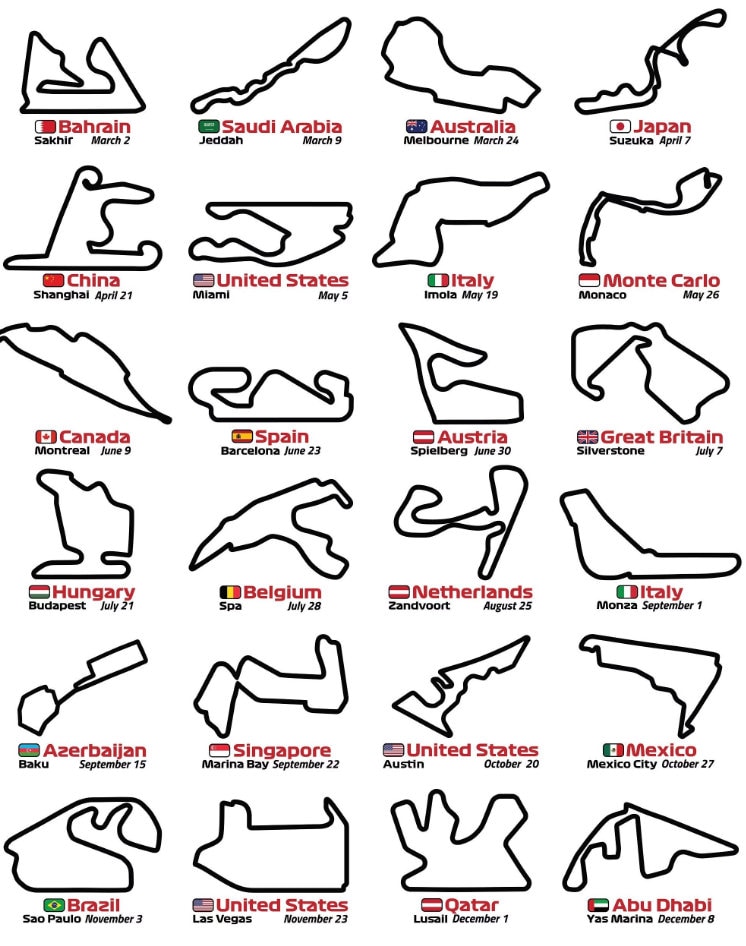 Formula 1 2024 Individual Circuts Svg Png Etsy Australia