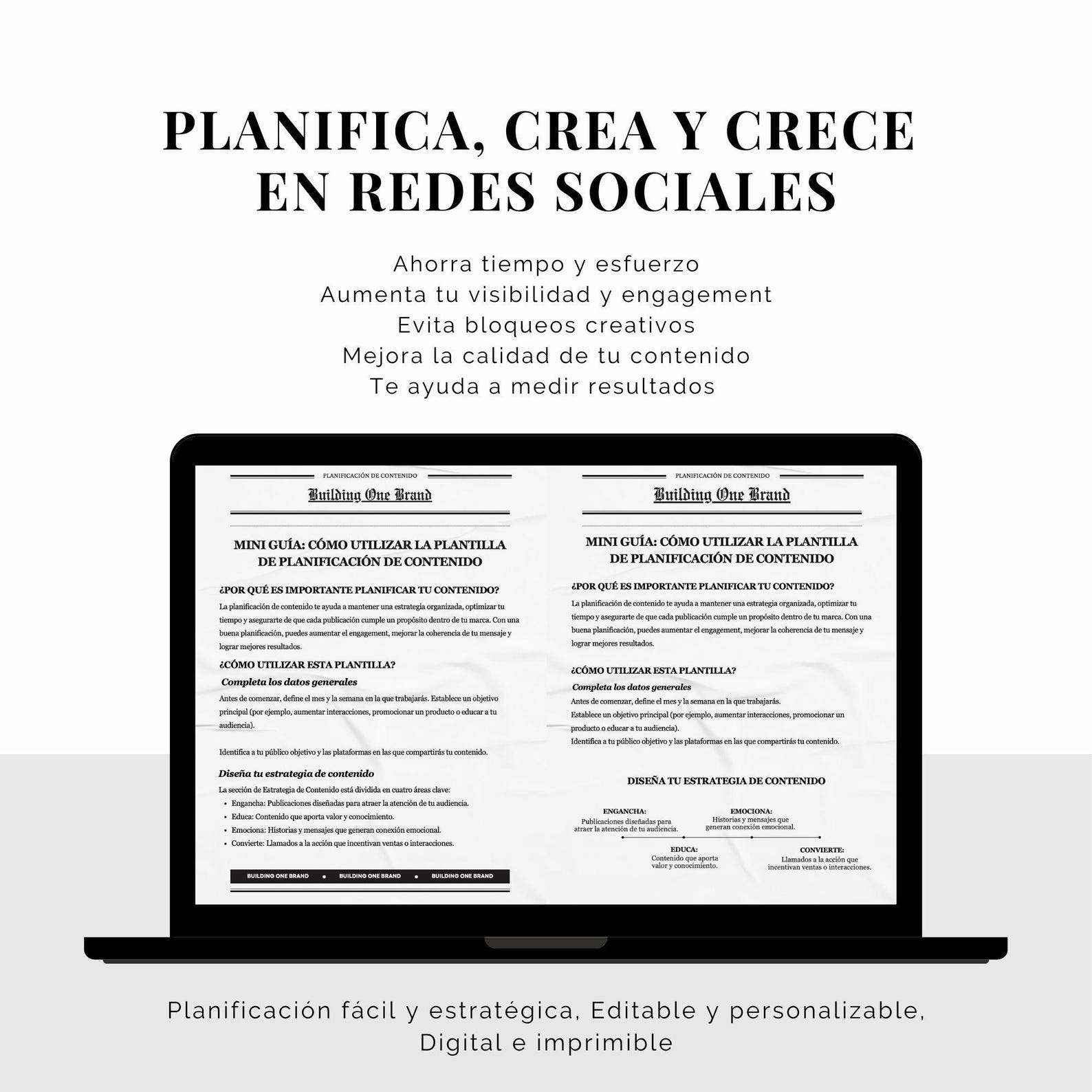 Editable Content Planner Template: Social Media Strategy (printable ...