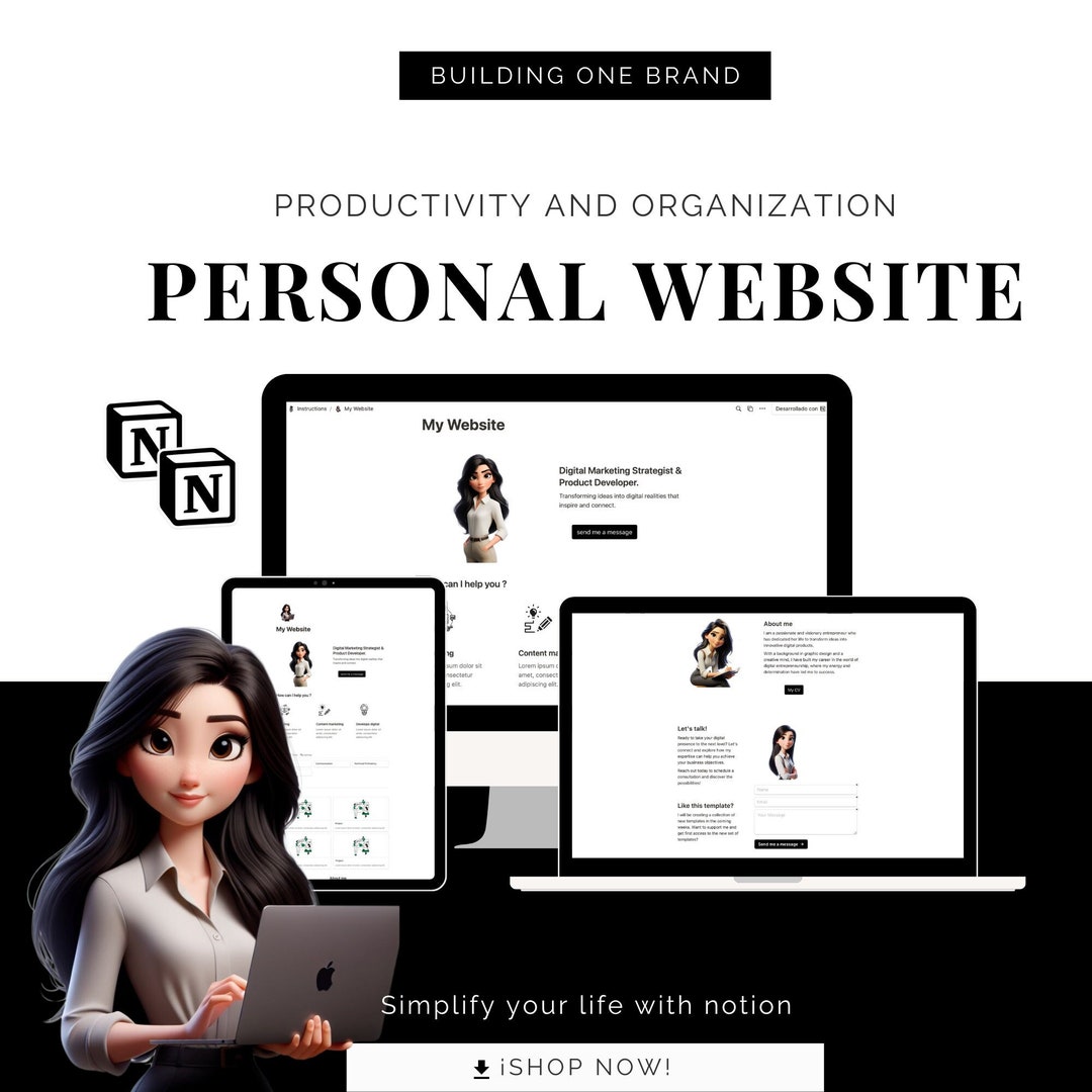 Notion Personal Website Template – Basic and Customizable Design - Etsy