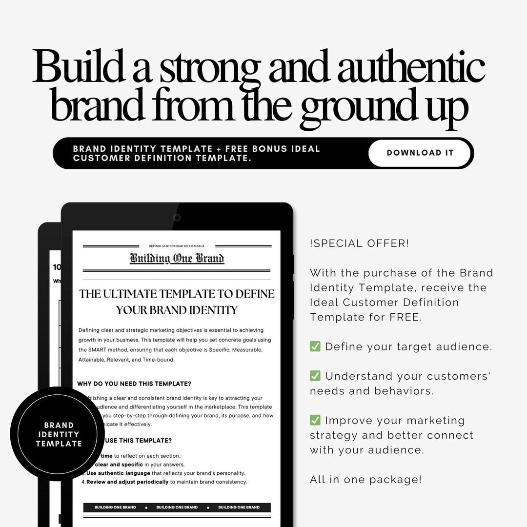 Brand Identity Template + FREE Target Audience Template | Editable and ...