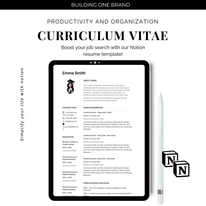 Notion Resume Template - Creative and Professional Design - Etsy
