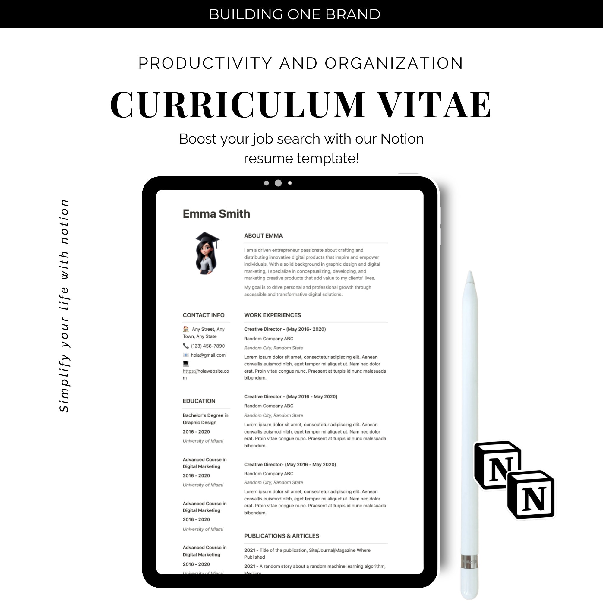 Notion Personal Website Template – Basic and Customizable Design - Etsy