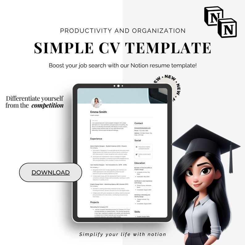 Simple Resume Template | Editable in Notion | Just 1 Dolar - Etsy