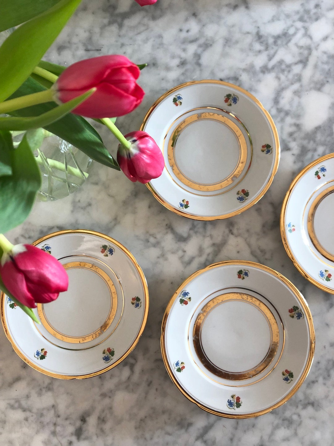 Vintage Gold Floral Side Plates - Etsy