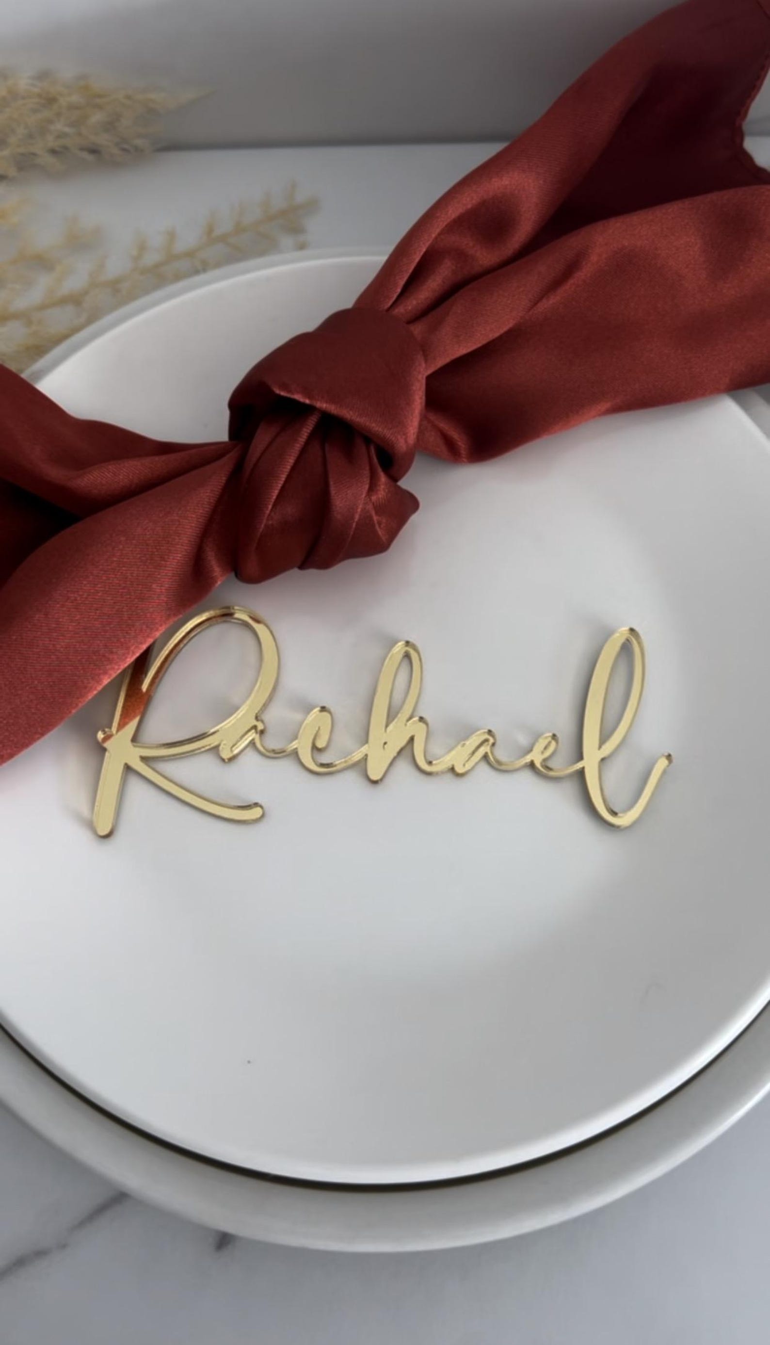 Personalized Gold Acrylic Place Cards: Laser Cut Wedding Name Settings ...