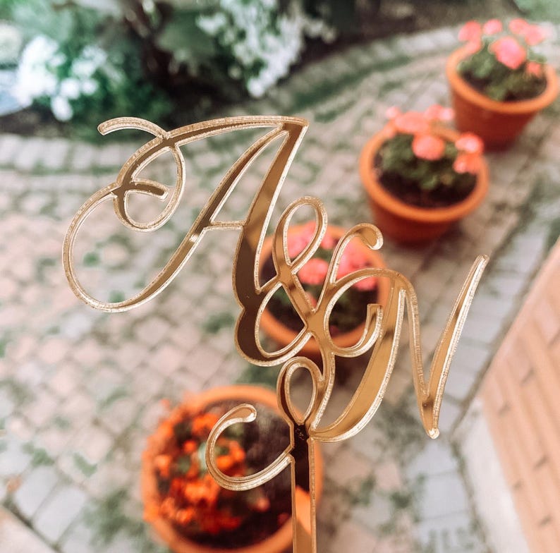 Custom Monogram Acrylic Cake Topper: Elegant Wedding Anniversary Decor ...
