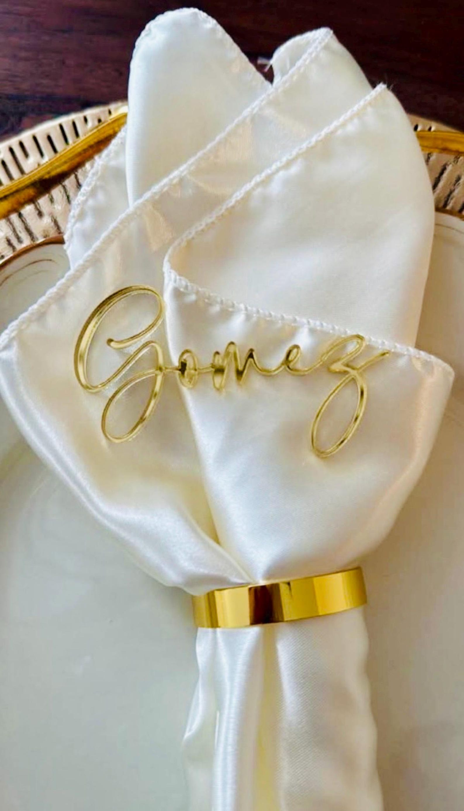 Personalized Gold Acrylic Place Cards: Laser Cut Wedding Name Settings ...