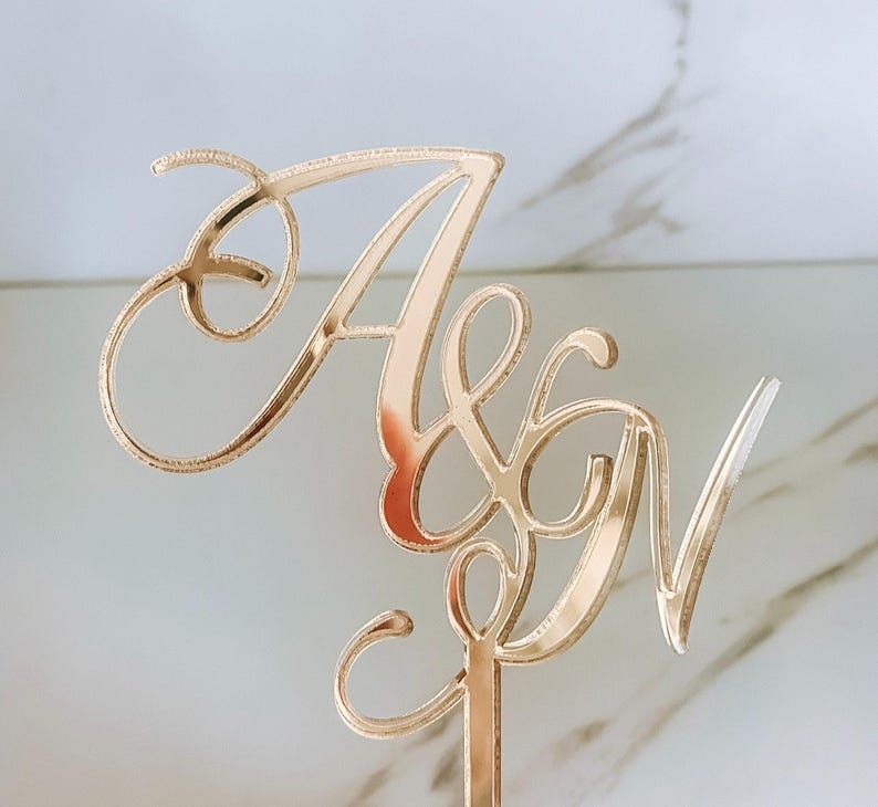 Custom Monogram Acrylic Cake Topper: Elegant Wedding Anniversary Decor ...