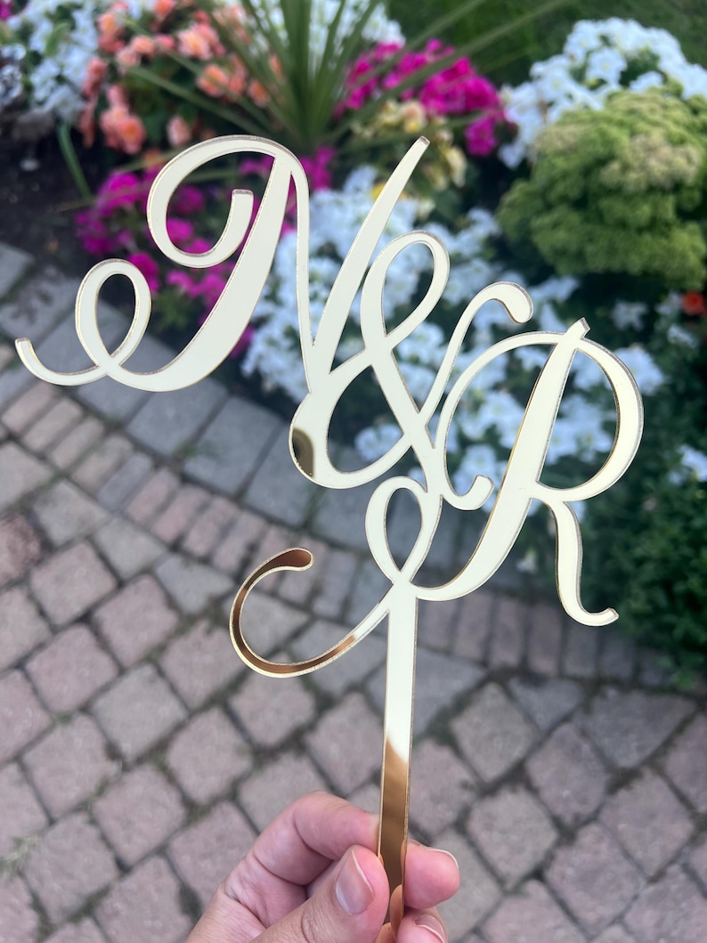 Custom Monogram Acrylic Cake Topper: Elegant Wedding Anniversary Decor ...