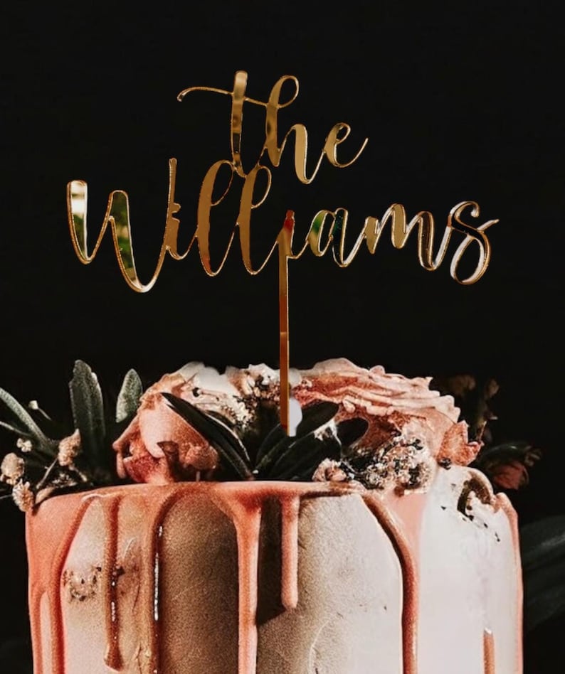 Gold Wedding Cake Topper Personalized Gold Wedding Cake Topper Rustic ...