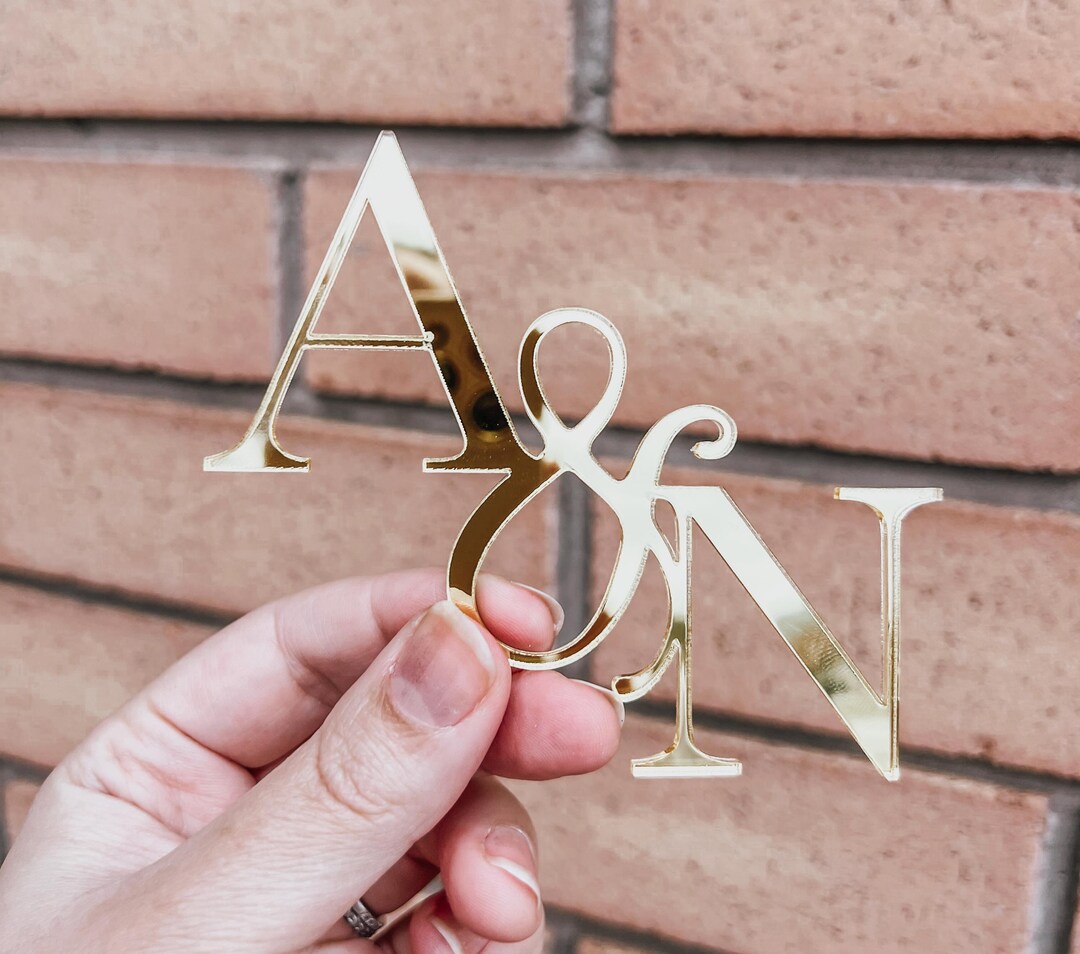 Custom Acrylic Monogram Initials Cake Topper | Gold Acrylic Initial ...