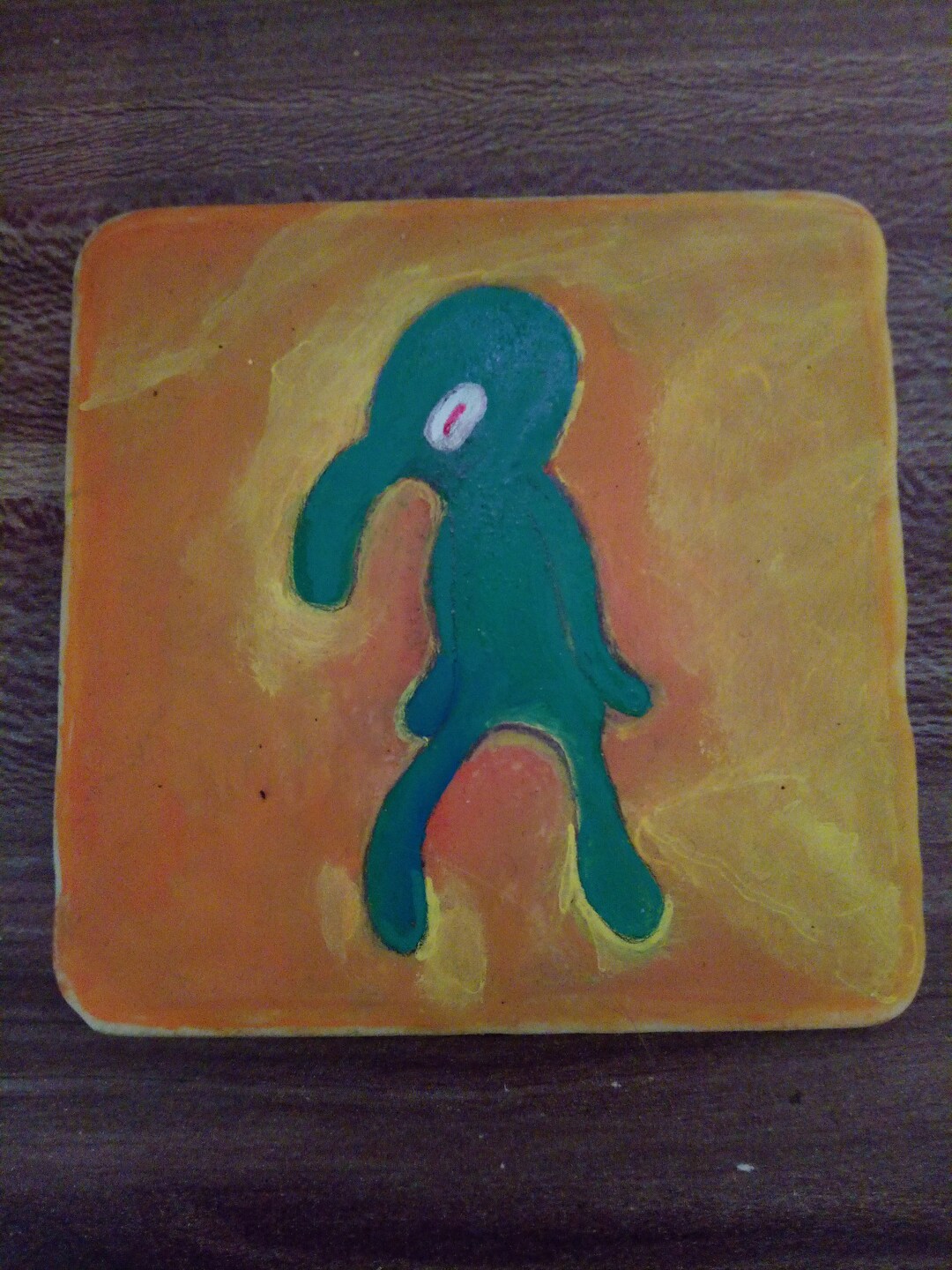 Spongebob Squarepants Abstract Squirdward Painting Coaster hand Painted ...