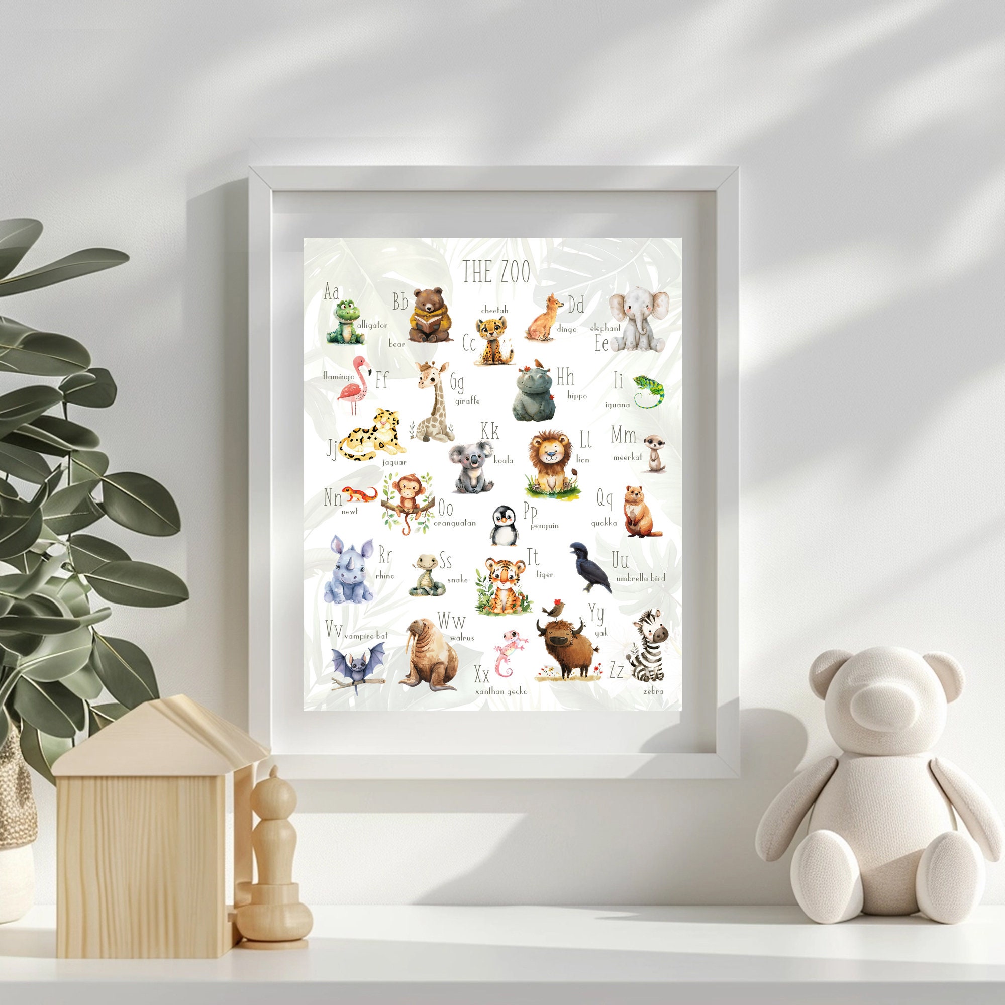 Zoo Animals Alphabet Poster Print, Zoo Alphabet for Nursery, Nursery ...