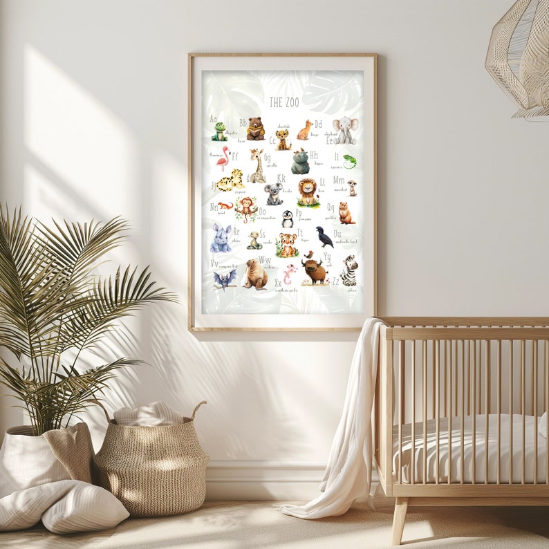 Zoo Animals Alphabet Poster Print, Zoo Alphabet for Nursery, Nursery ...