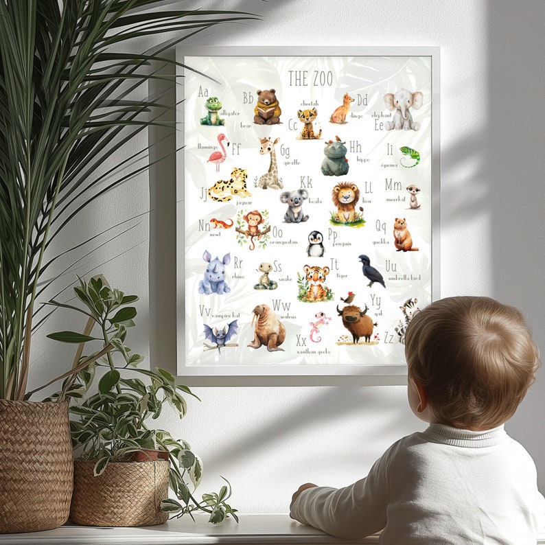Zoo Animals Alphabet Poster Print, Zoo Alphabet for Nursery, Nursery ...