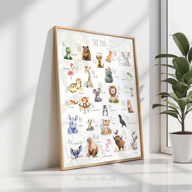 Zoo Animals Alphabet Poster Print, Zoo Alphabet for Nursery, Nursery ...
