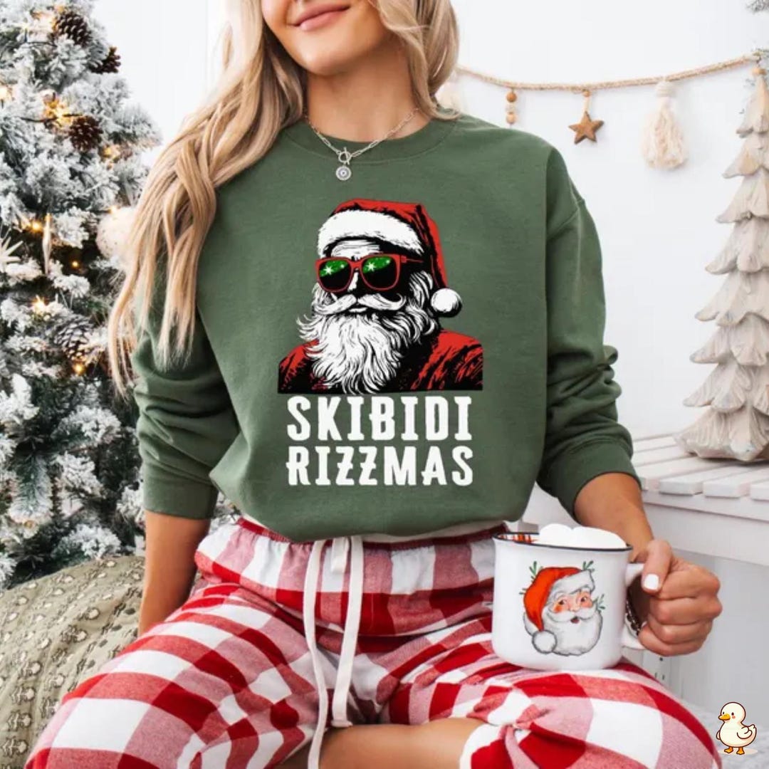 Skibidi Rizzmas Santa Christmas Sweatshirt, Funny Santa Sweater, Funny ...