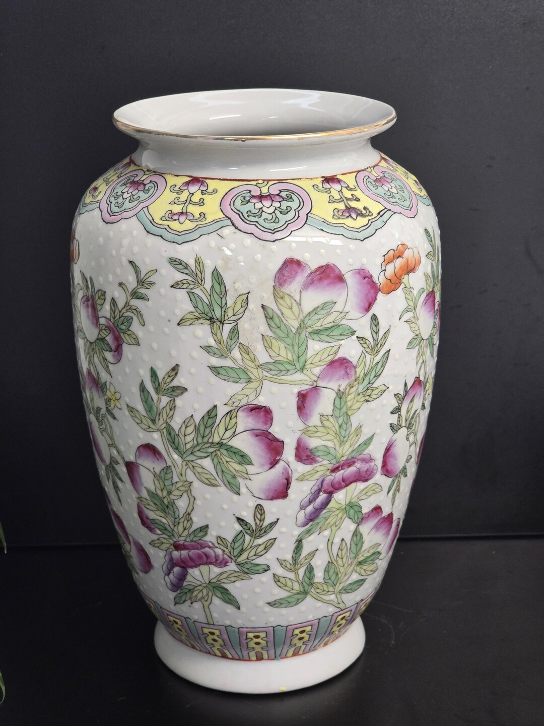Vintage Chinese Porcelain Peach Pink Blossom Vase 12" Tall - Etsy