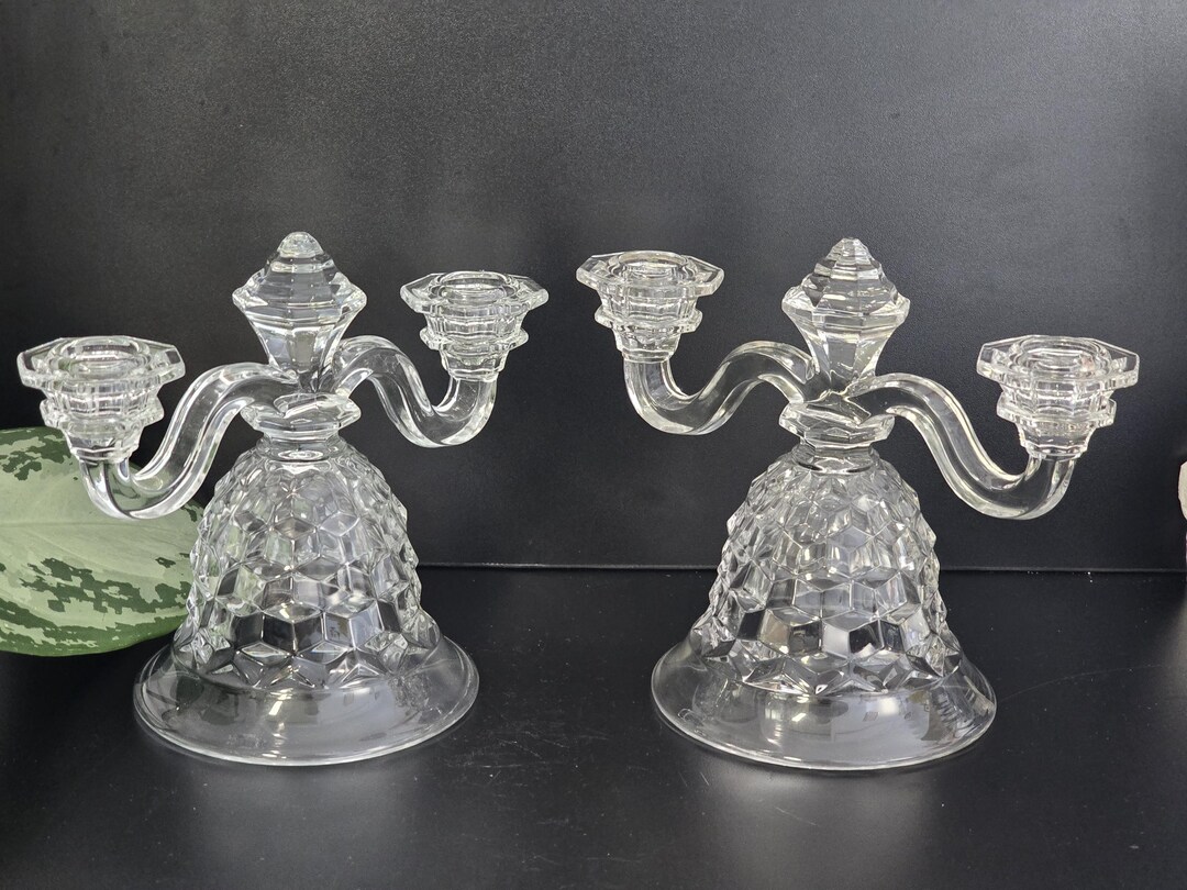 Fostoria American Double Arm Bell Shaped Candlesticks Set of 2 - Etsy