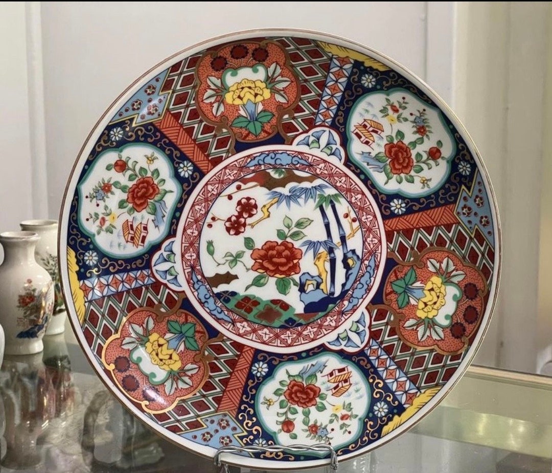 Vintage Japanese Imari Hand Painted Floral Plate W/ Gold Accents 10 1/4 ...