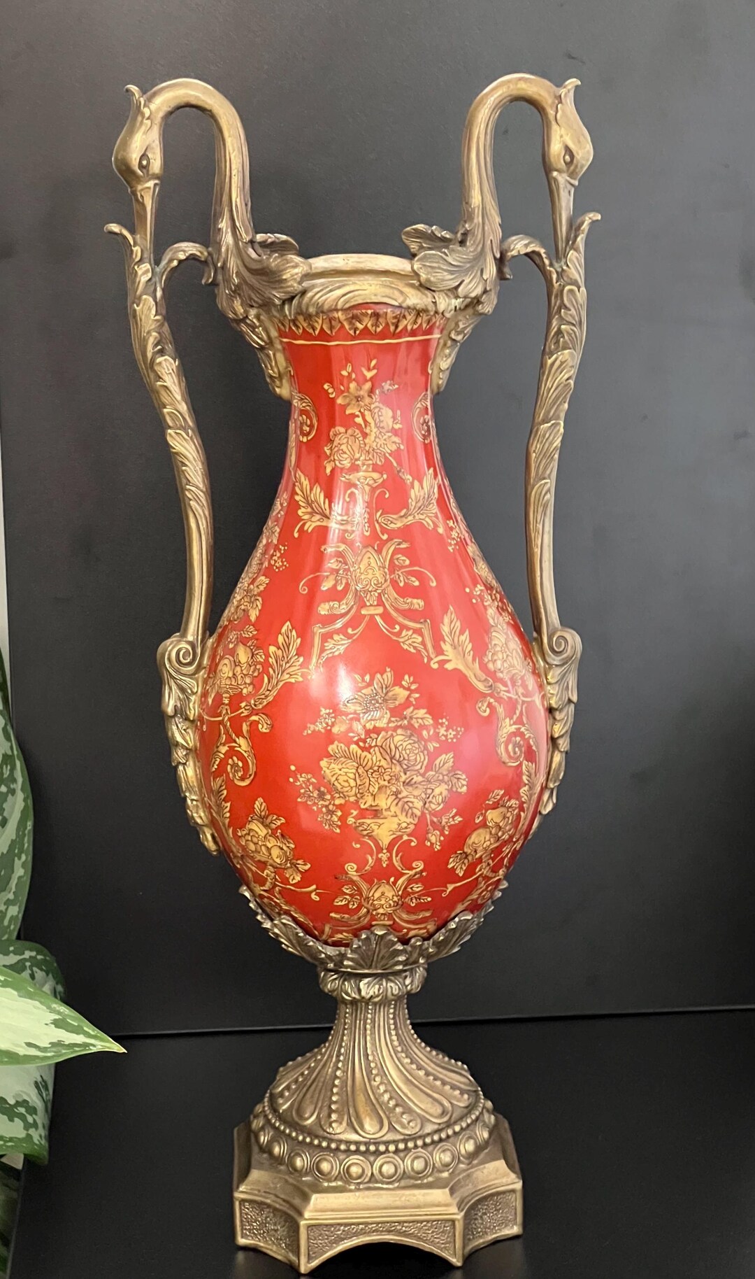 Mid 20th Century Stunning Mark Roberts Floral Porcelain & Ornate Bronze ...