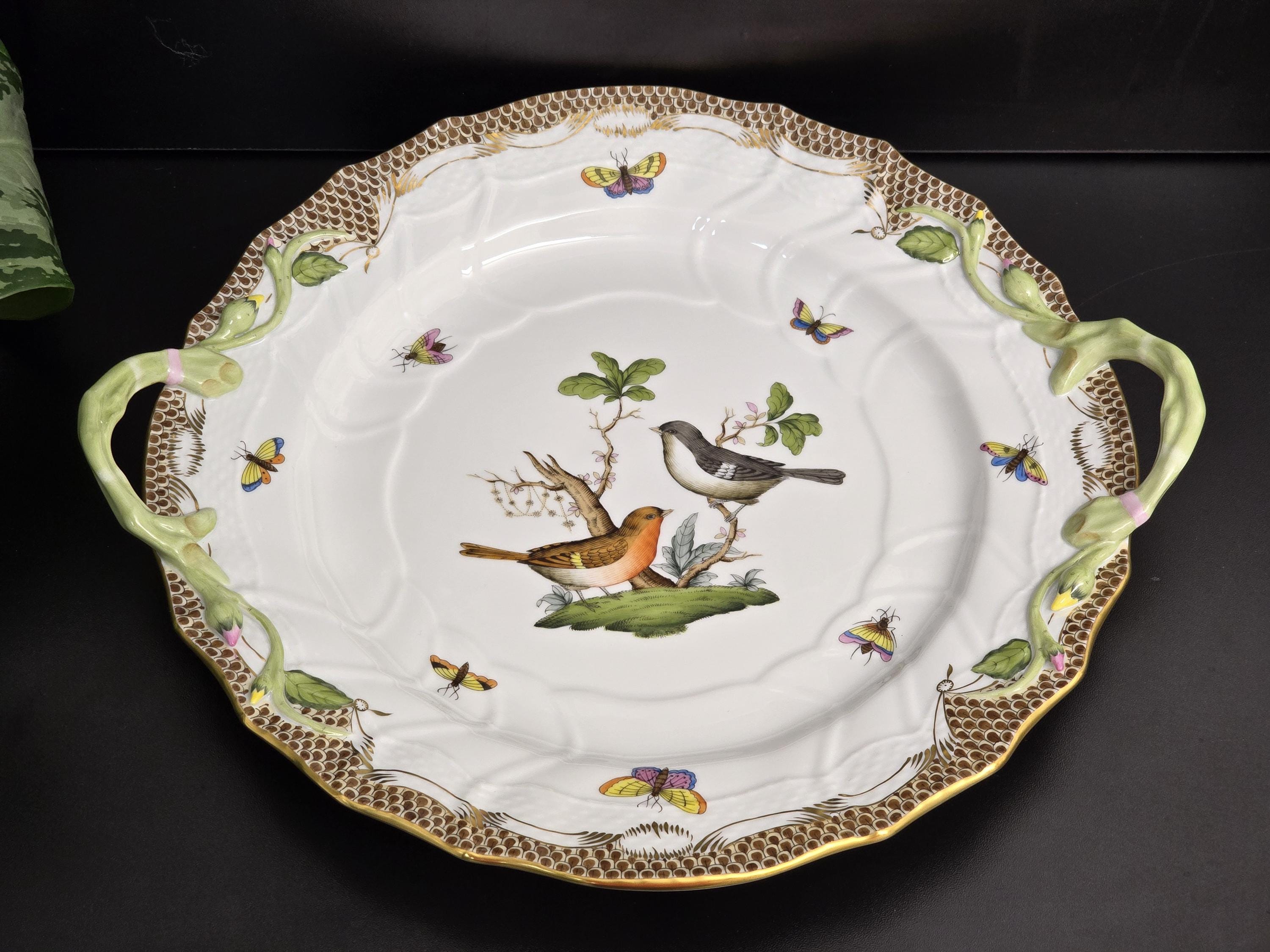 Herend Rothschild Bird Borders Brown Fish Scales Chop Plate With ...