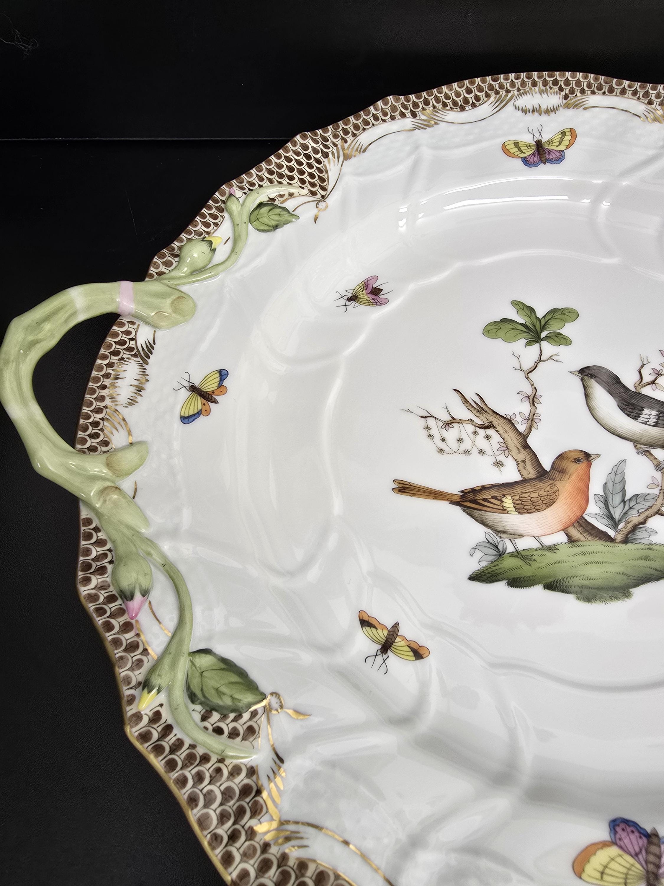 Herend Rothschild Bird Borders Brown Fish Scales Chop Plate With ...