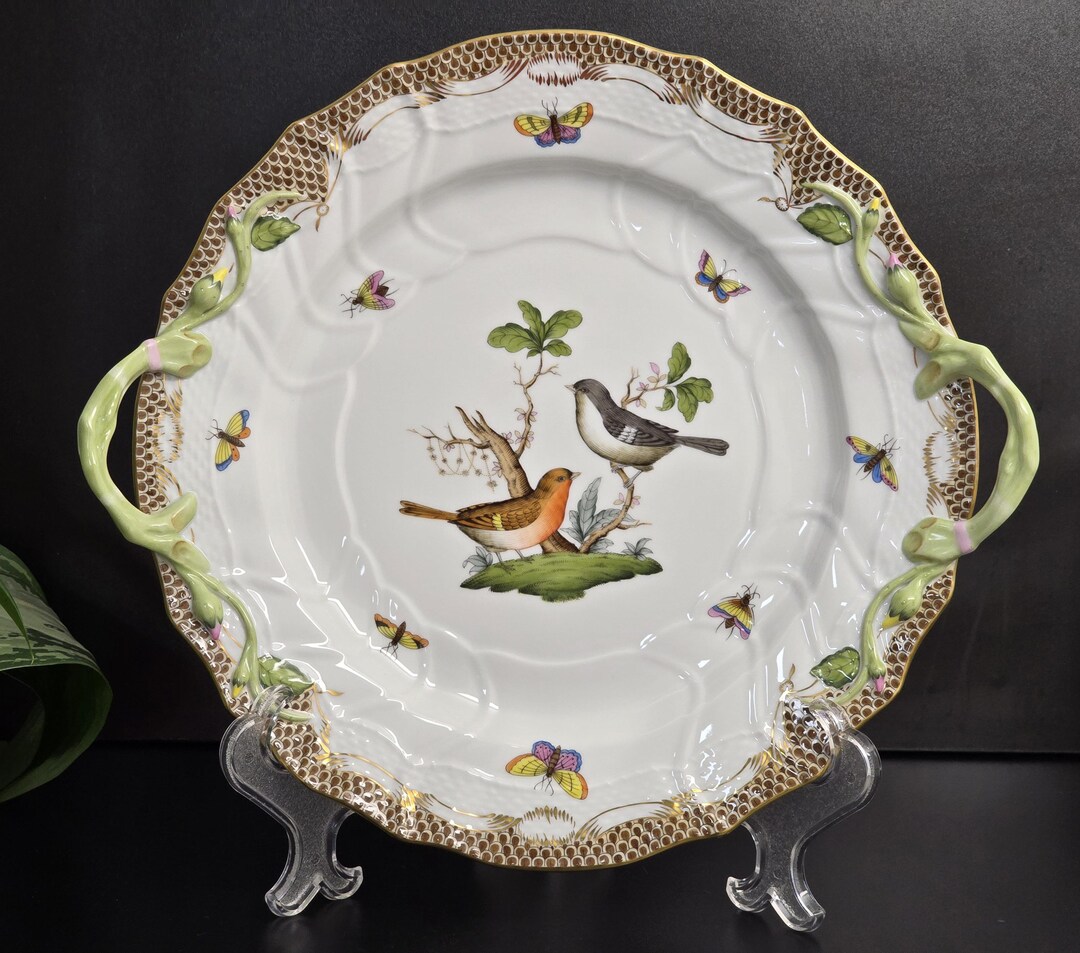 Herend Rothschild Bird Borders Brown Fish Scales Chop Plate With ...