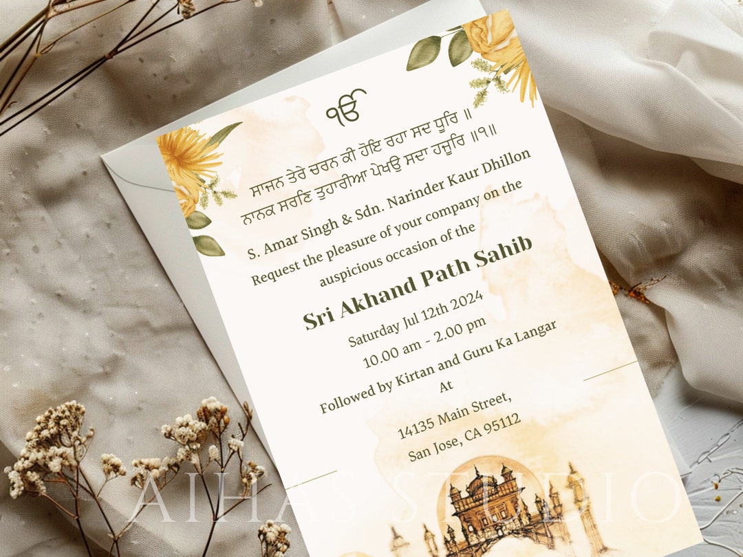 Sri Akhand Path Invitation, Digital Download, 100% Editable, Printable ...