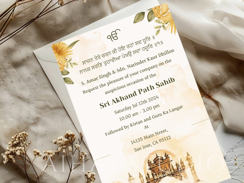Sri Akhand Path Invitation, Digital Download, 100% Editable, Printable ...