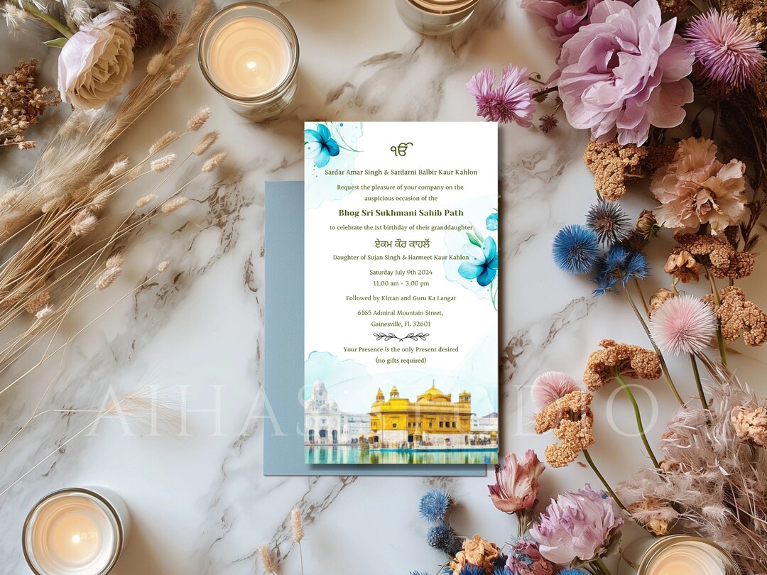 Sri Sukhmani Sahib Path Invitations, Digital Download, 100% Editable ...