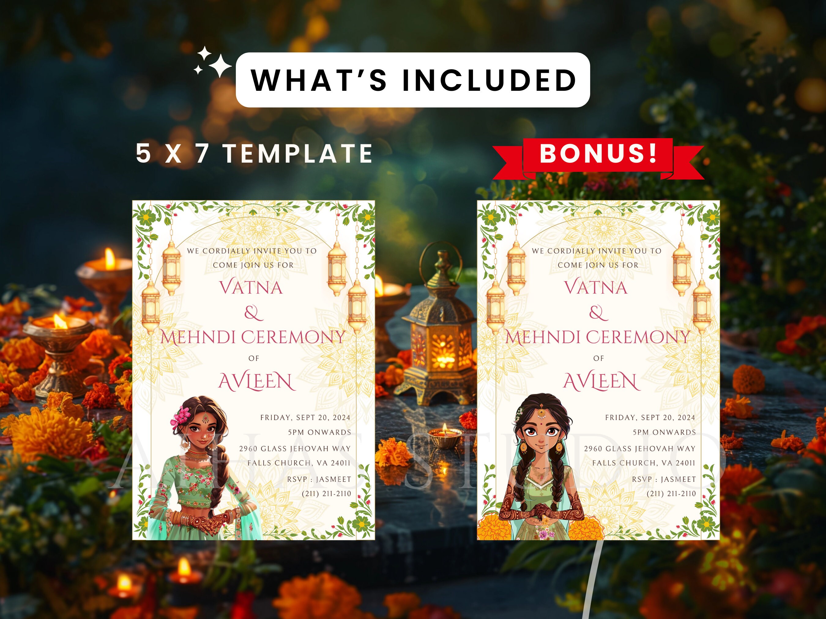 Modern Mehndi Invitation, Vatna/haldi/dholki/mehendi/sangeet/henna ...