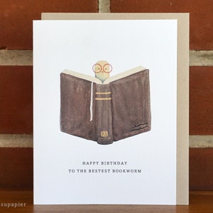 Book Lover Birthday Card, Fun Greeting Card for Bookworms, Cute Happy ...