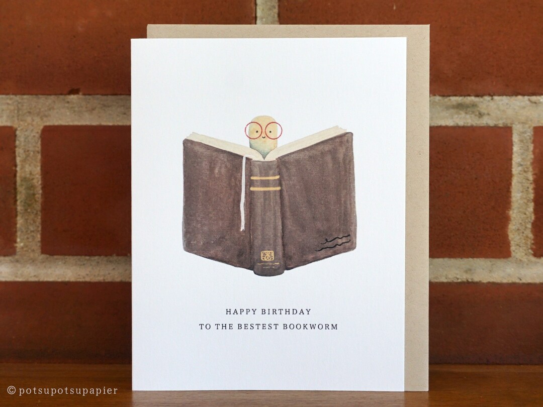 Book Lover Birthday Card, Fun Greeting Card for Bookworms, Cute Happy ...